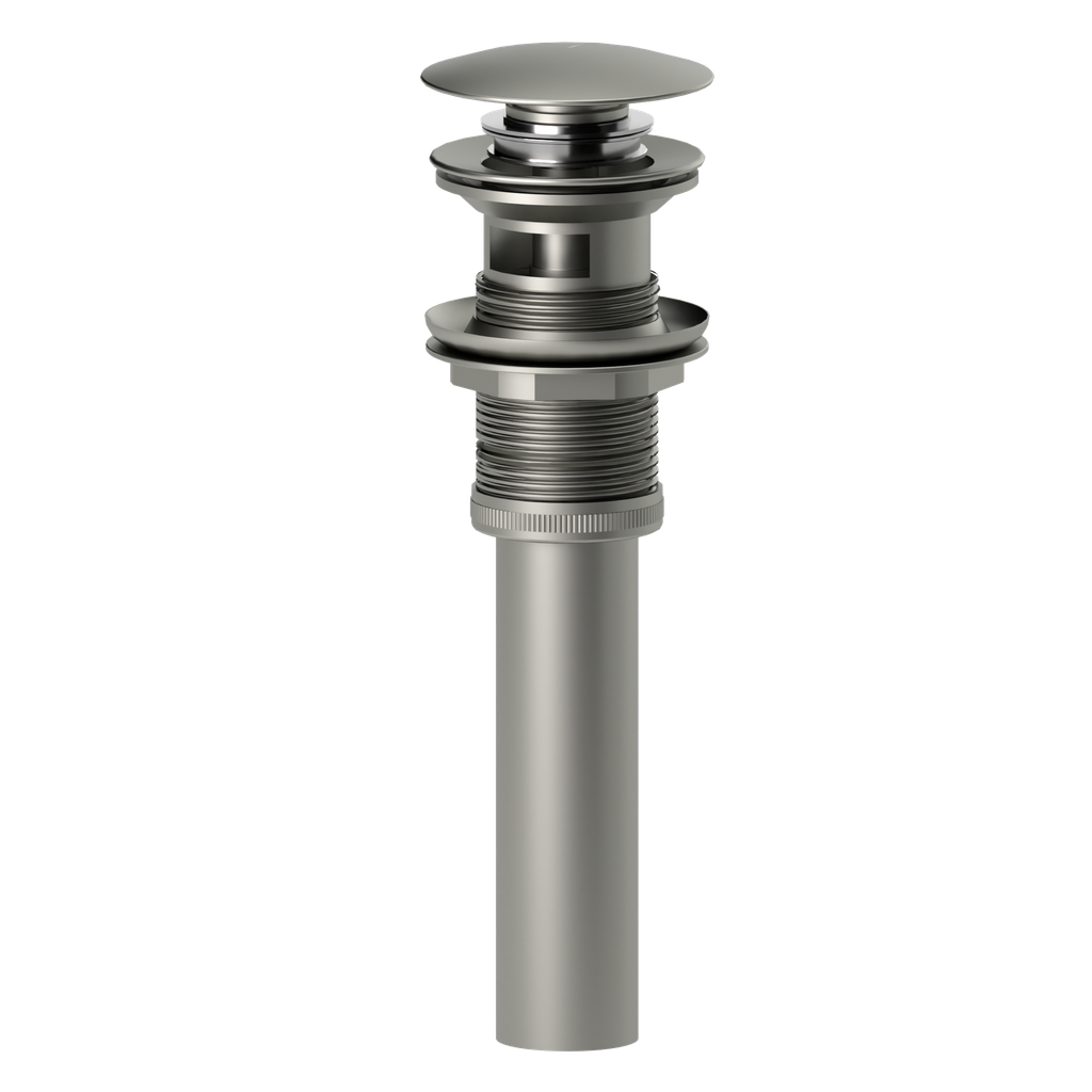 Tenzo DR-OF-01-BN Push Pop-Up Drain With Oveflow Round Brushed Nickel